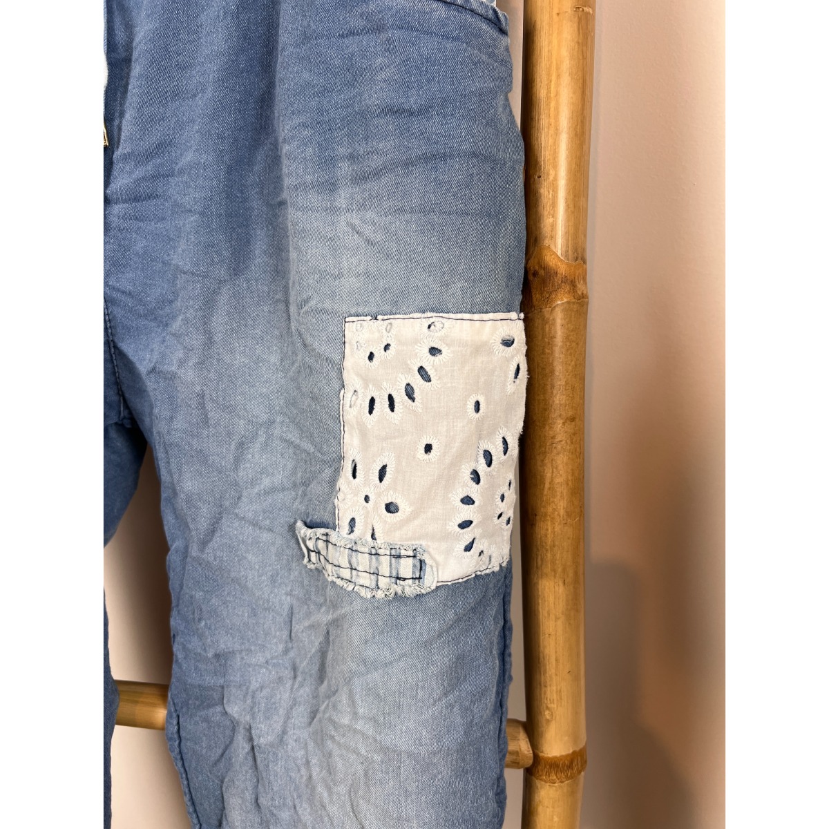 Jean Léger Jogg Froissé Patchs Bohème Grande Taille