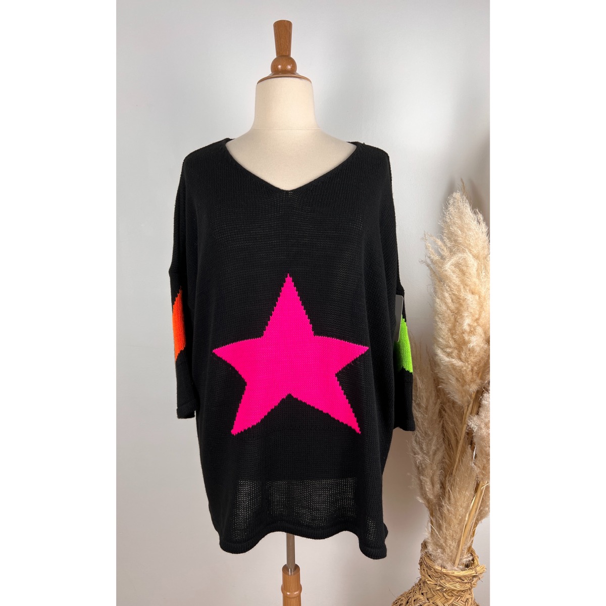 Pull Etoile Fluo Grande Taille Femme