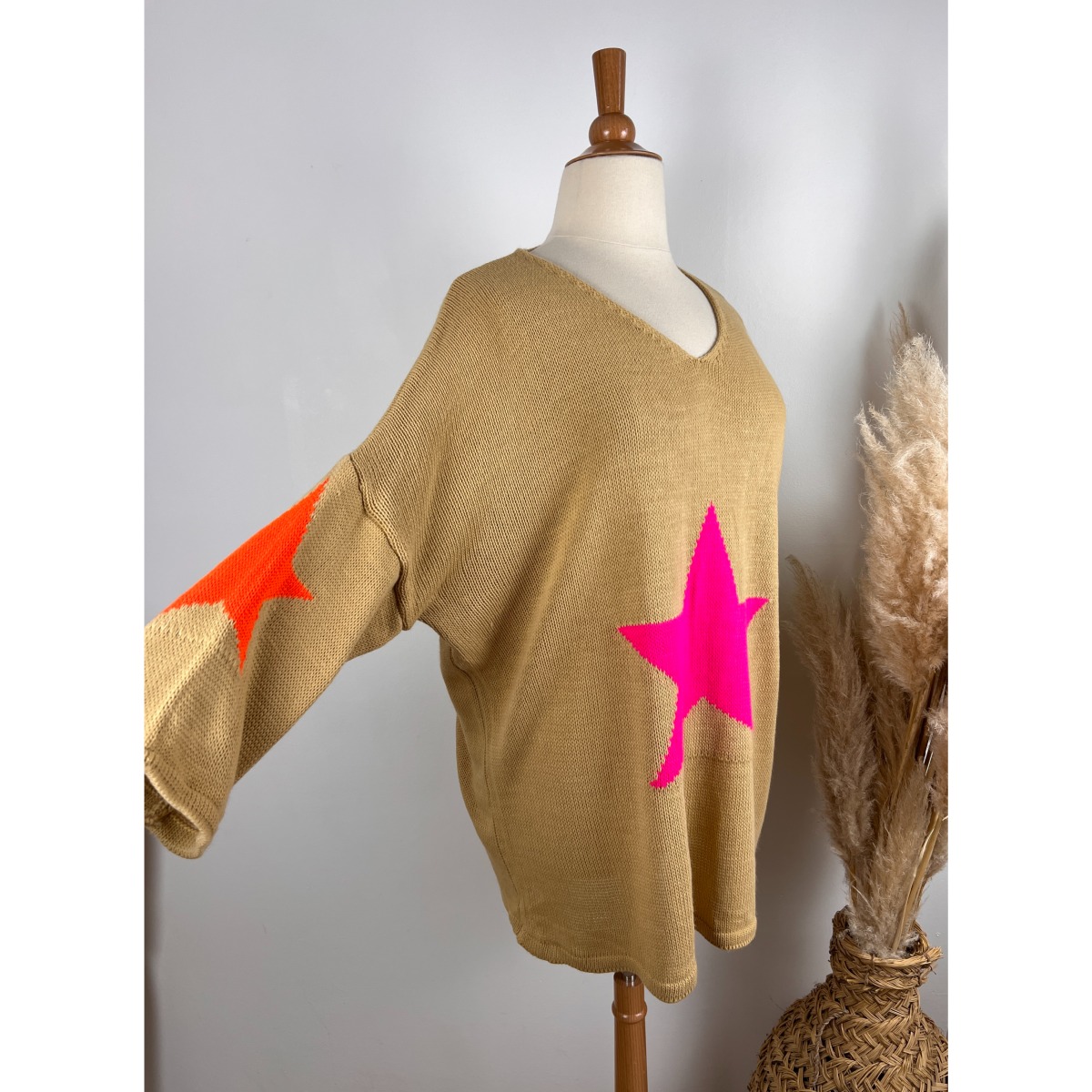 Pull Etoile Fluo Grande Taille Femme