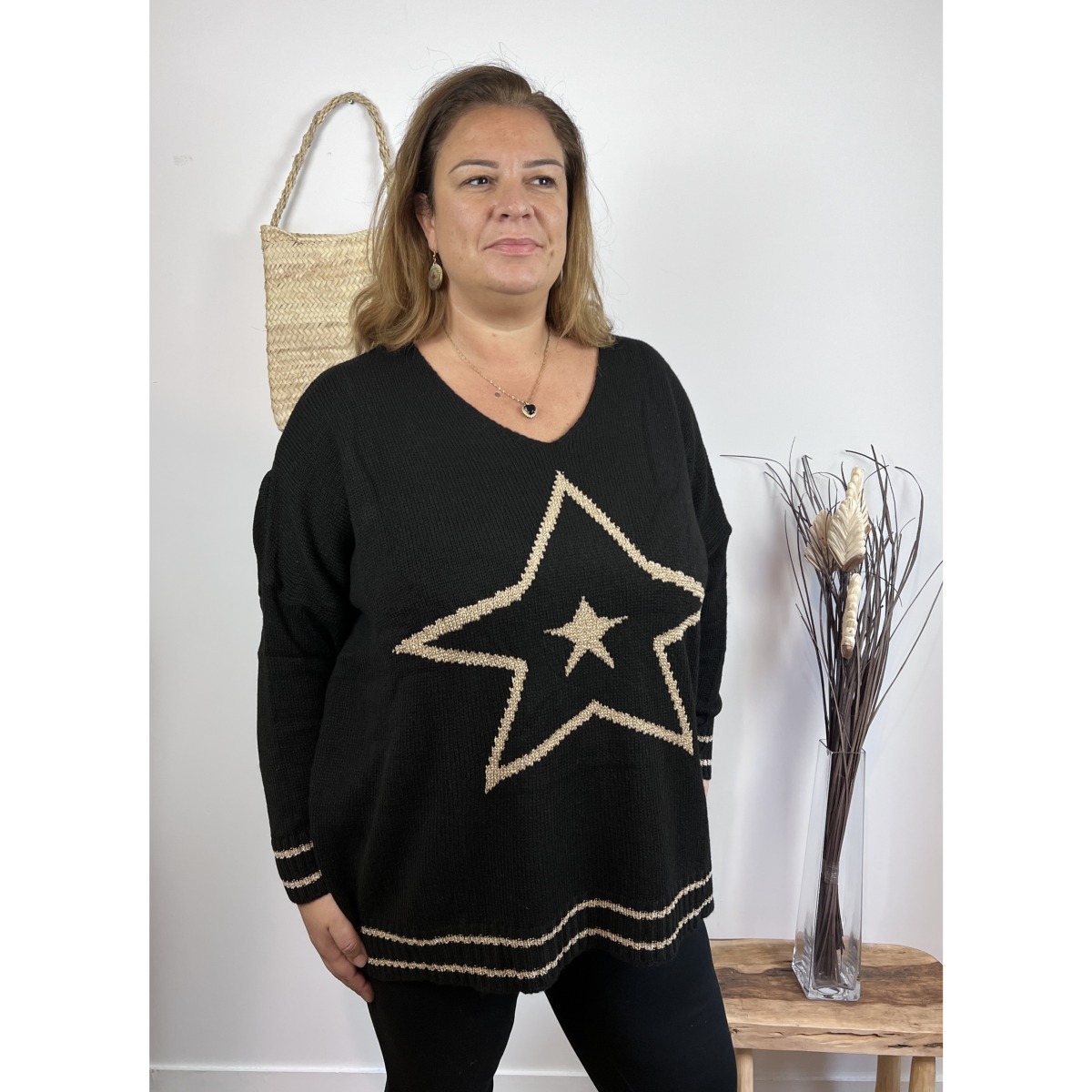 Pull Big Etoile Bohème Grande Taille 52 |PASSION BOHEME