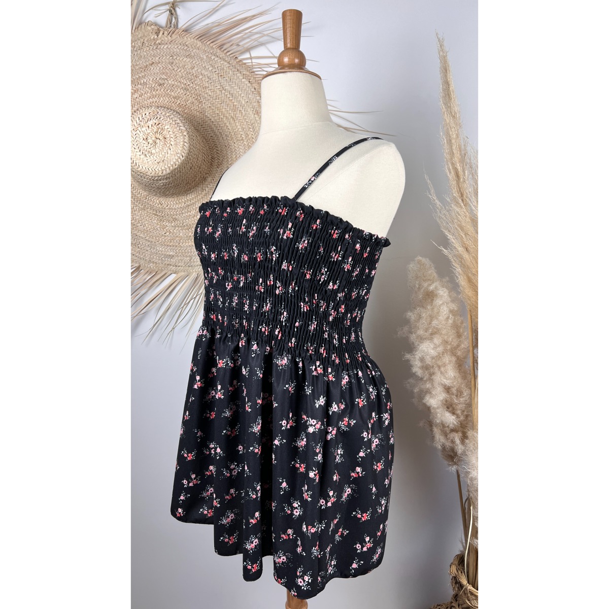 Top Bretelles Haut Smocké Liberty Bohème Grande Taille