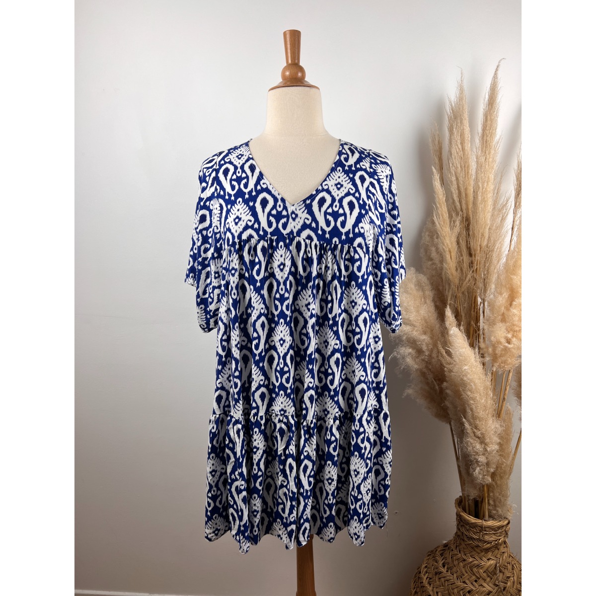 Robe courte / tunique imprimé batik grande taille